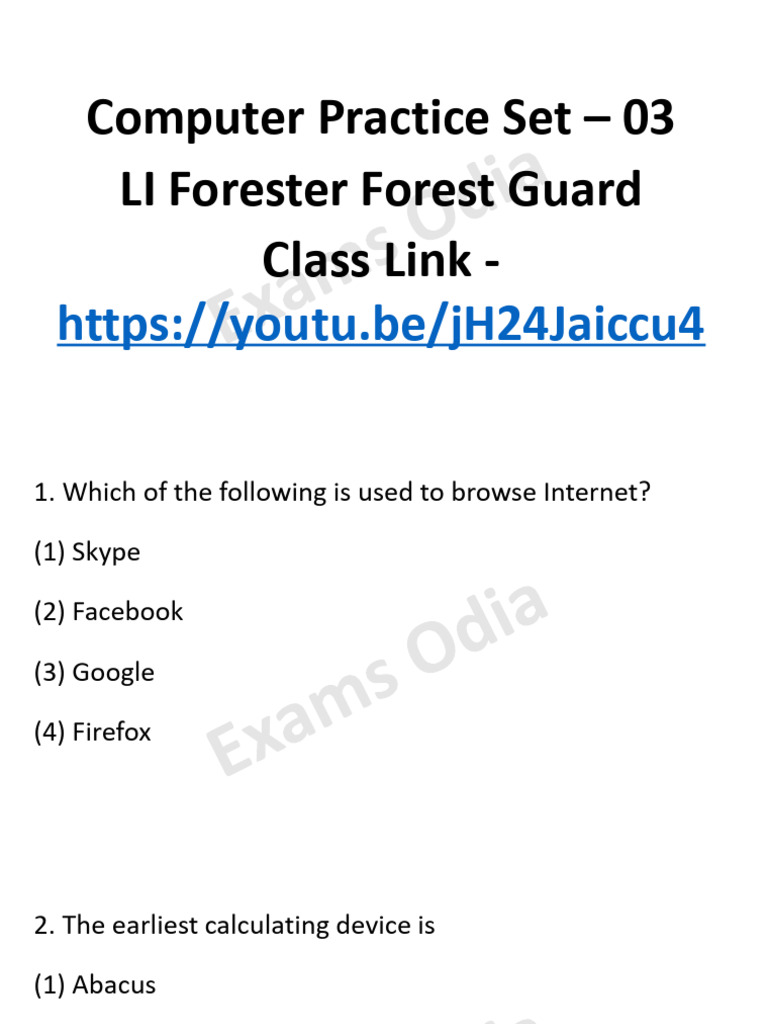 Computer Practice Set - 03 | PDF