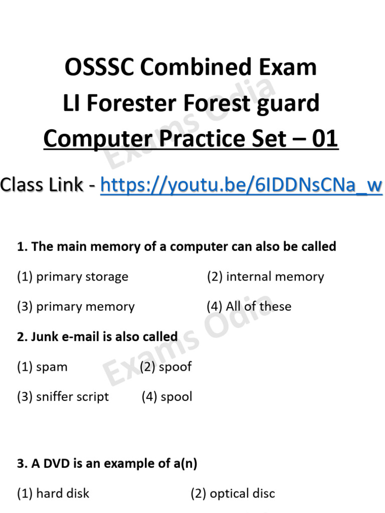 Computer Practice Set - 01 | PDF