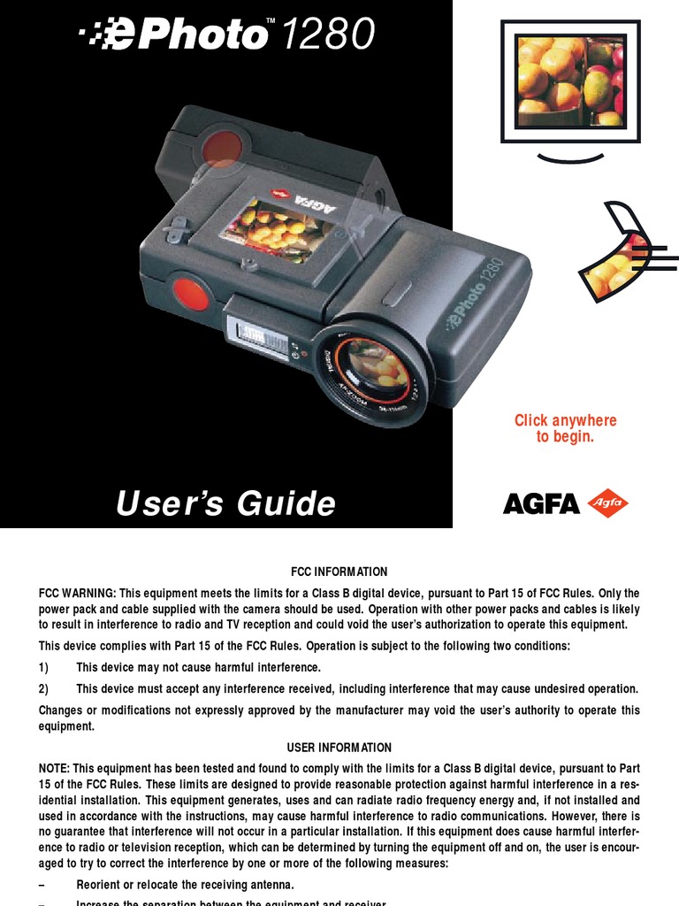 Agfa ephoto 1280 User Guide | Exposure (Photography) | Camera