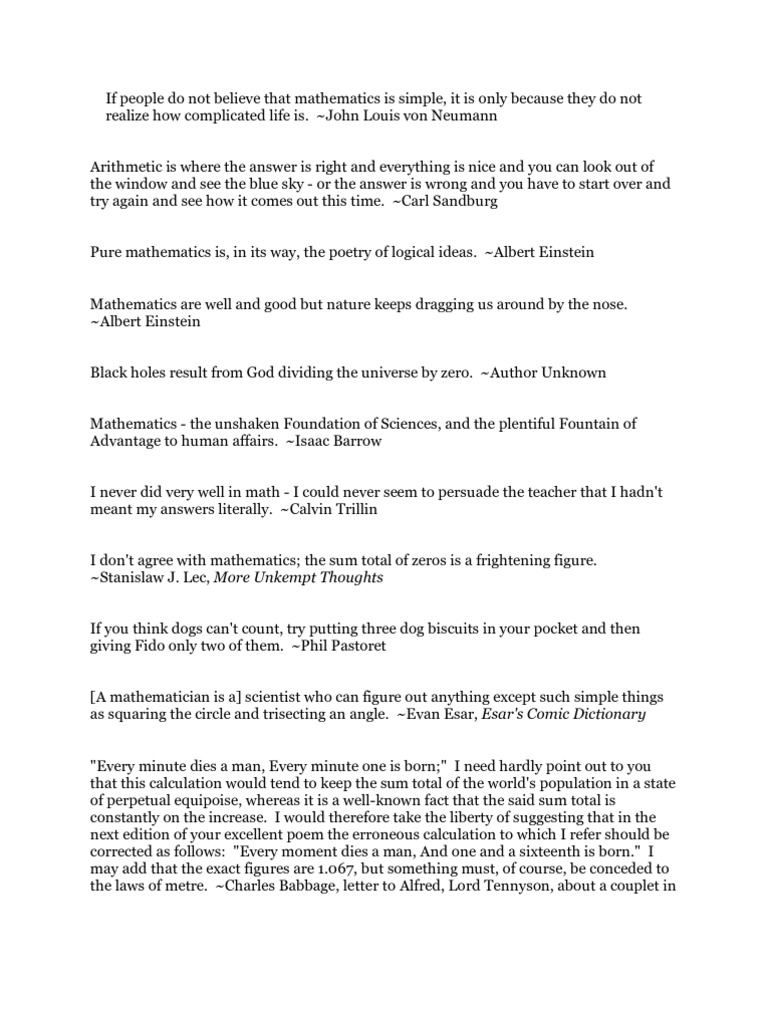 Famous Mathematics Quotes | PDF | Mathematical Proof | Geometry