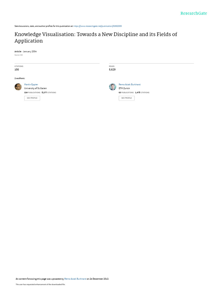 Knowledge Visualisation: Towards A New Discipline and Its Fields of Application | PDF
