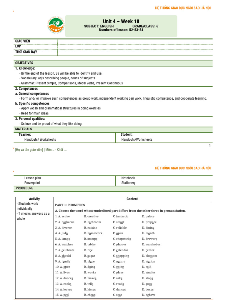 Week 18. Unit 4 (Review) - LP | PDF