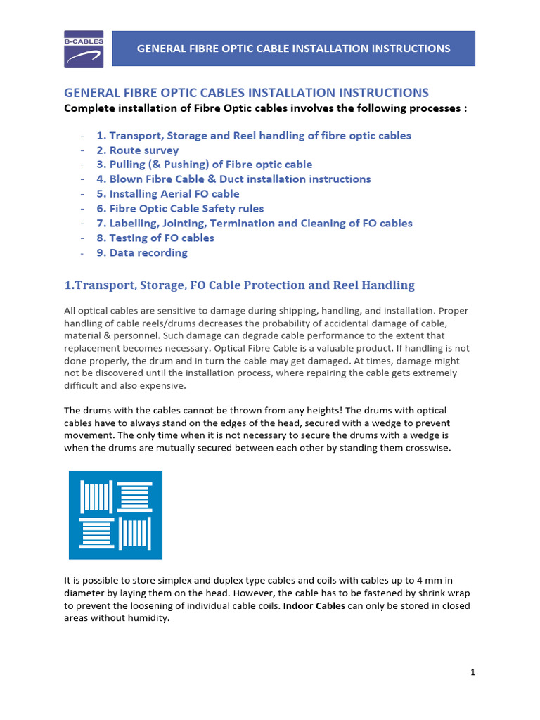 Fiber Optic Cable Installation Guide | PDF | Optical Fiber | Fiber ...