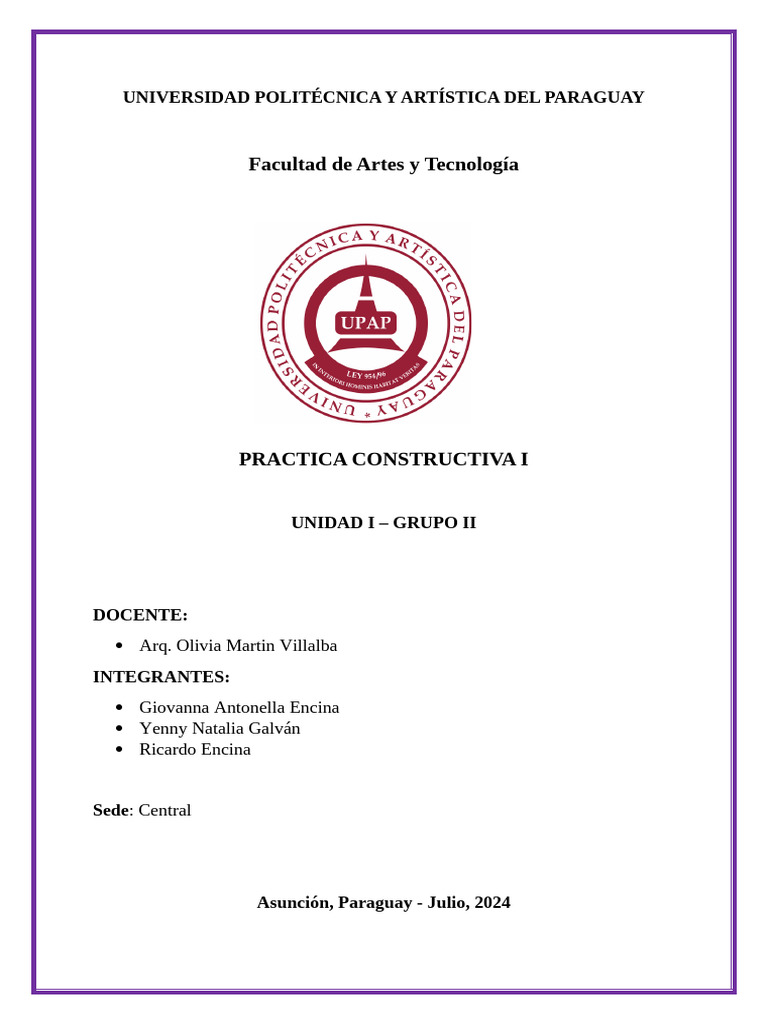 Practica Constructiva I - Trabajo Practico - Unidad I - G2 | PDF