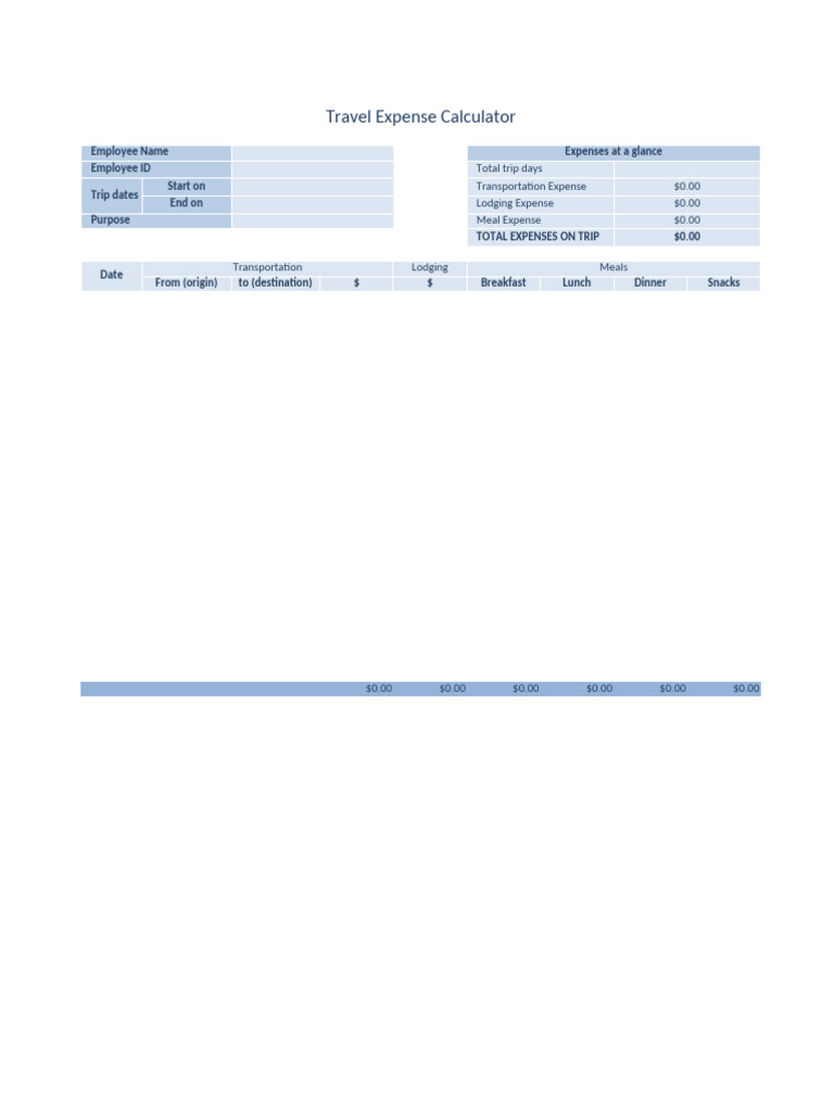 Business Travel Expense Log | PDF