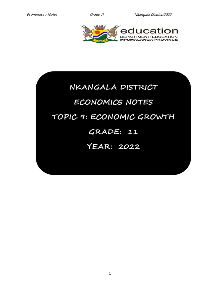 Topic 9 Grade 11 Economic development | PDF