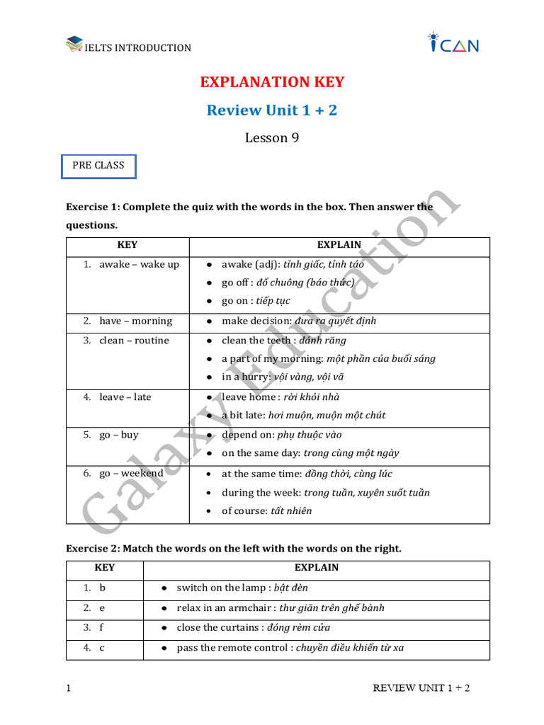 Lesson 9 - Key | PDF