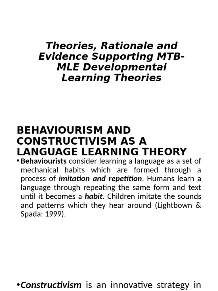 Theories Rationale and Evidence Supporting MTB MLE Developmental | PDF