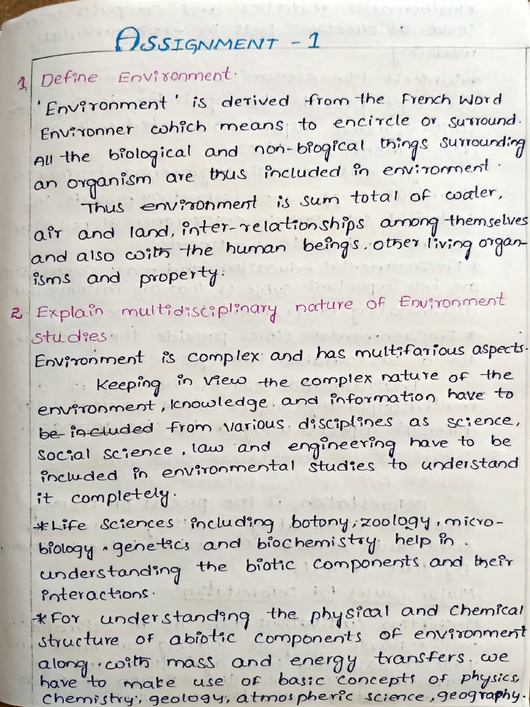 Environment Science Assignment 1 | PDF