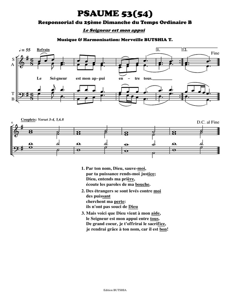PSAUME - 53 (54) 25e Dim TOB Merveille BUTSHIA T. | PDF