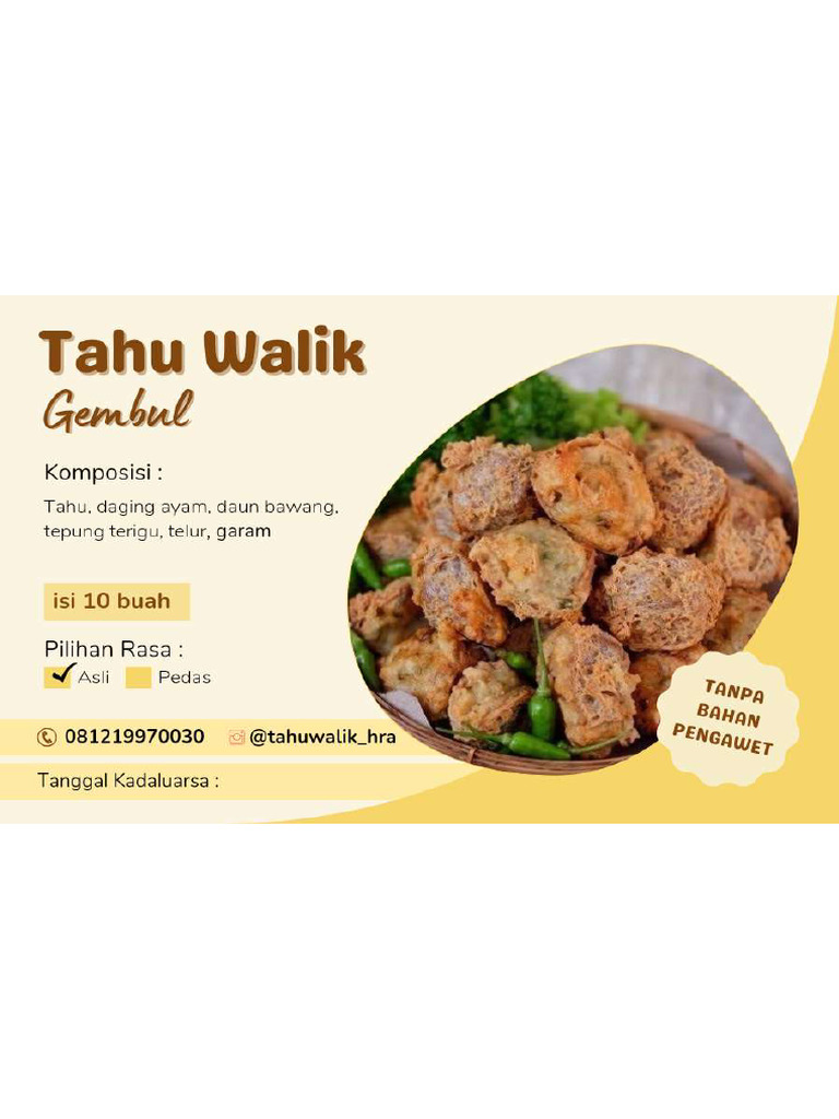 Label Foto Simpel Tahu Bakso Makanan Beku Kuning - 20240731 - 190426 ...