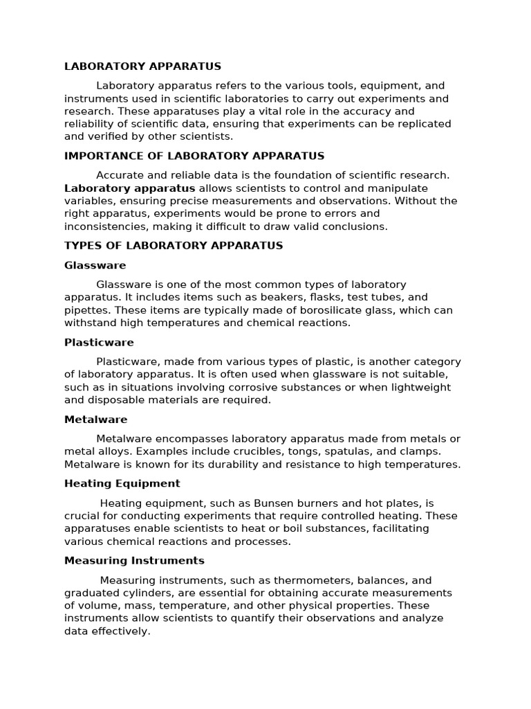 Laboratory Apparatus | PDF