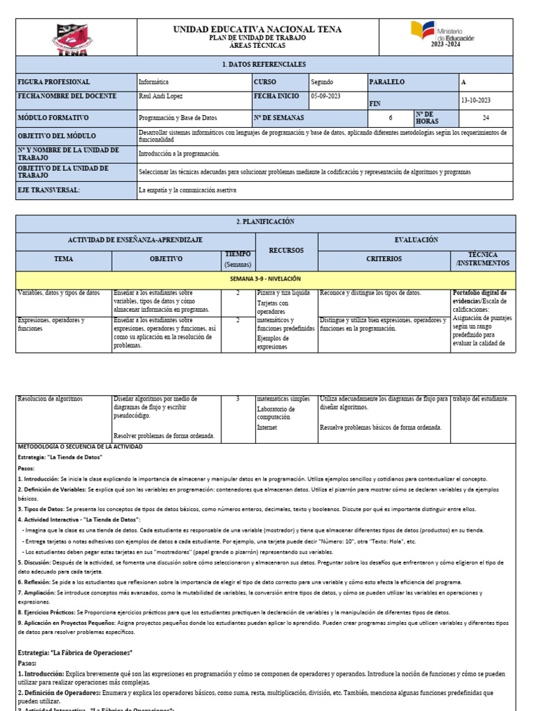 NIVELACION-PROGRAMACION Y BASE DE DATOS 2A | PDF