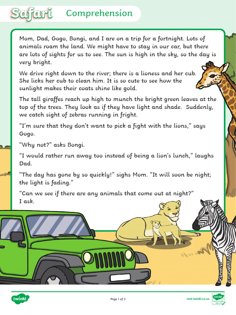 Safari Comprehension | PDF