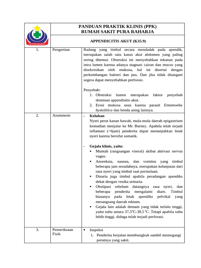 PPK Appendicitis | PDF