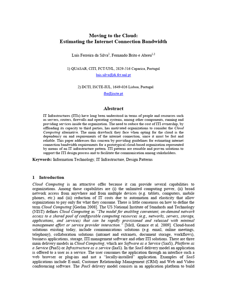 Moving To The Cloud Estimating The Internet Connection Bandwidth | PDF ...
