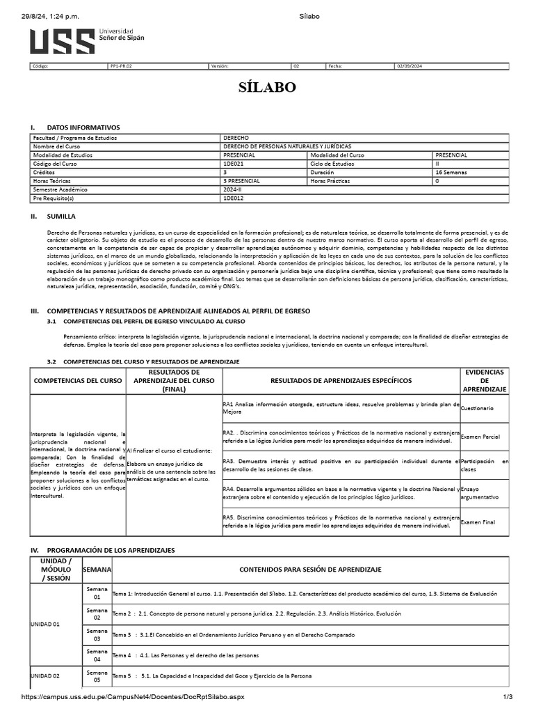 Sílabo 2024 - II-2 | PDF