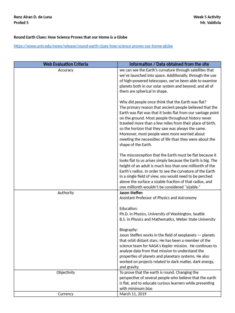 Profed 5 Week 5 Activity - RAD | PDF | Eclipse | Moon