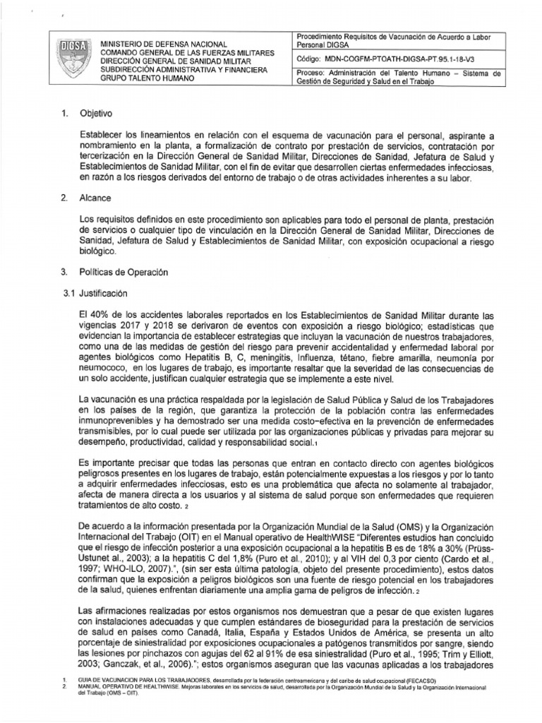 Procedimiento Requisitos de Vacunacion de Acuerdo A Labor Personal v3 ...