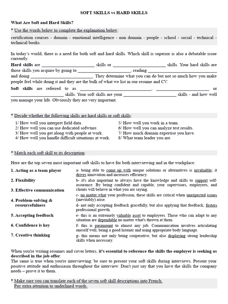 Soft Skills (CPCM - GP) - Worksheet | PDF