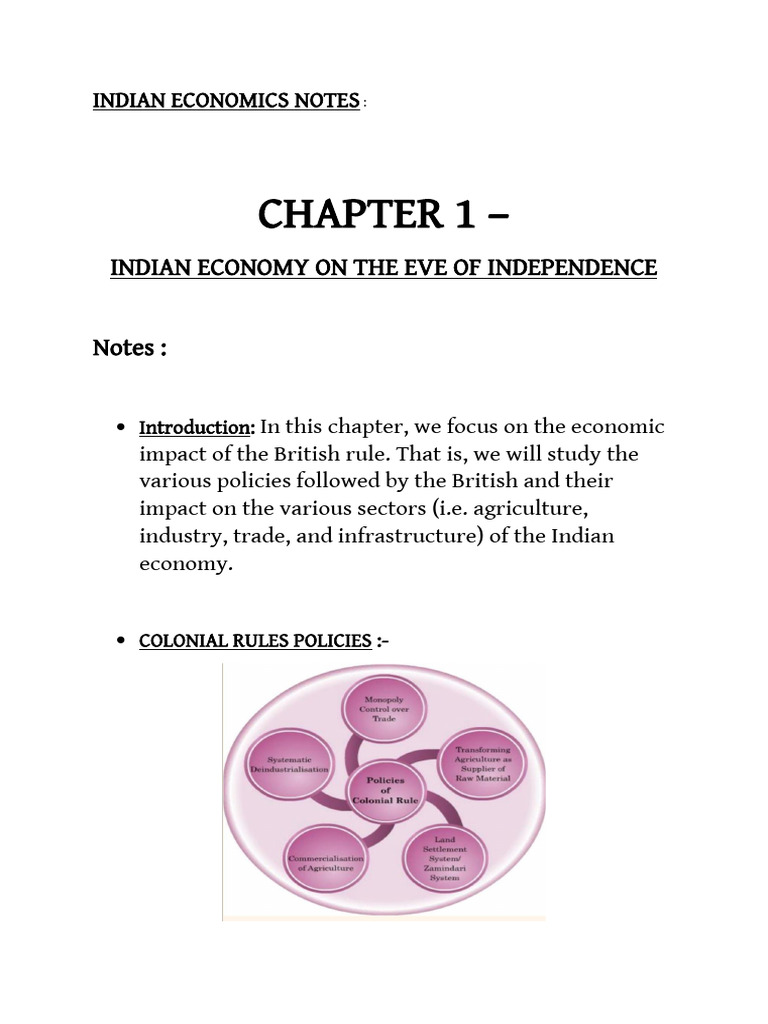 INDIAN ECONOMICS NOTES CH 1 | PDF
