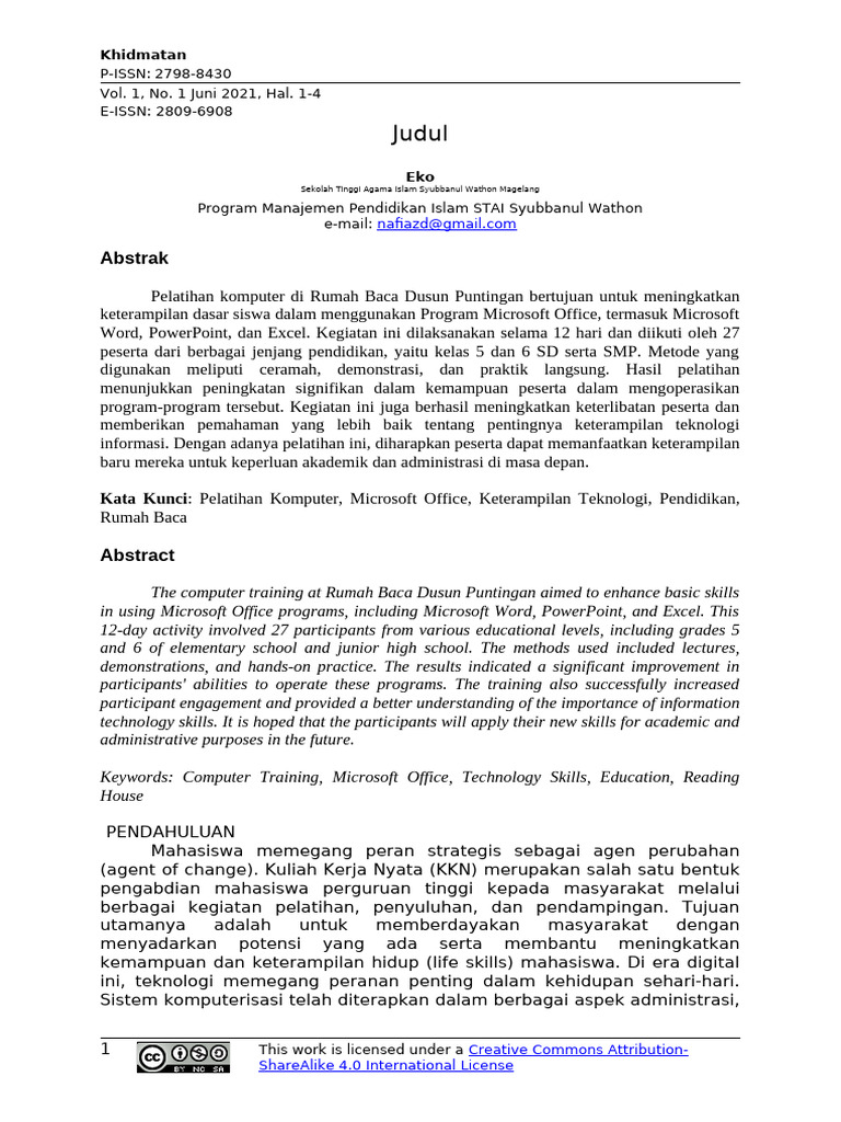 Jurnal KKN Zidni | PDF | Software | Career & Growth