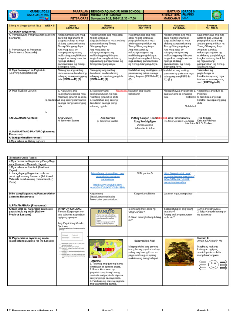 Dll-Filipino-Q1 - Week 6B - Brazil | PDF