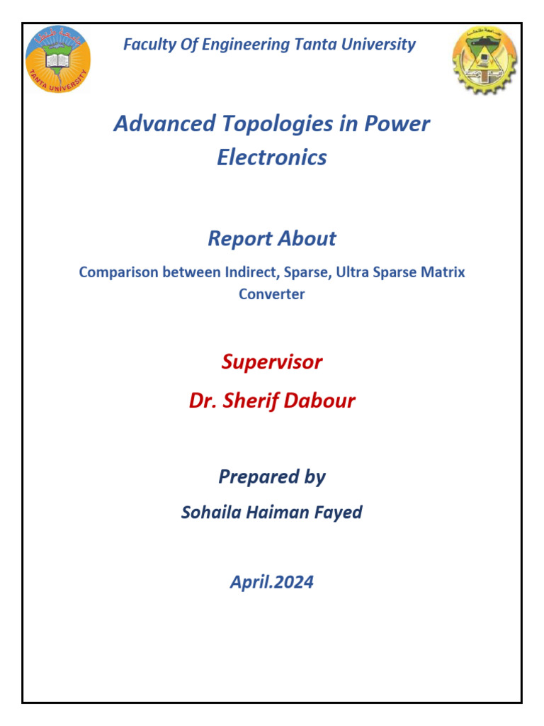 Comparison Between Indirect, Sparse, Ultra Sparse Matrix Converter | PDF