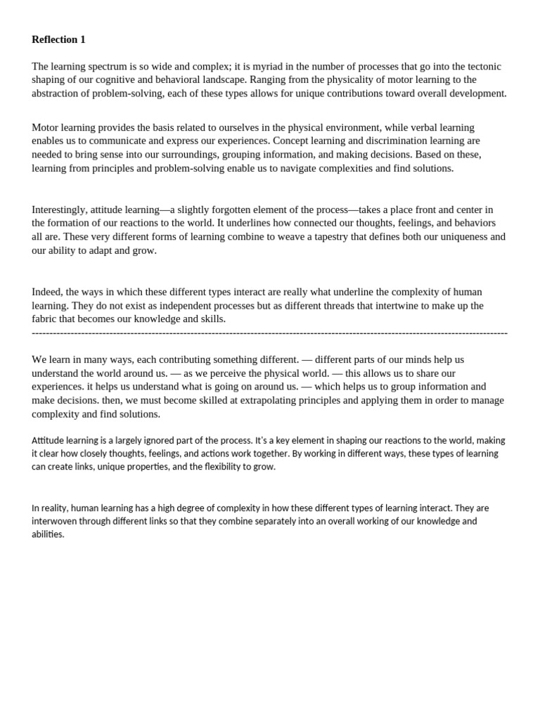 Reflection Paper 1 | PDF