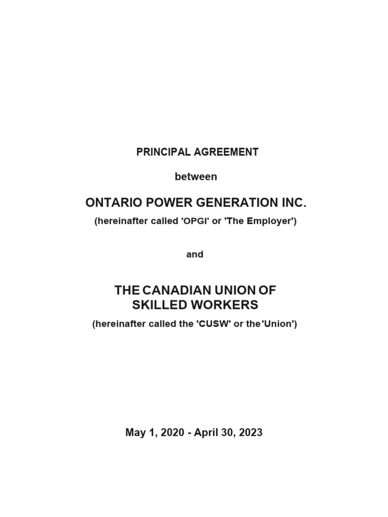 OPGI-CUSW 2020-2023 Agreement Overview | PDF | Overtime | Employment
