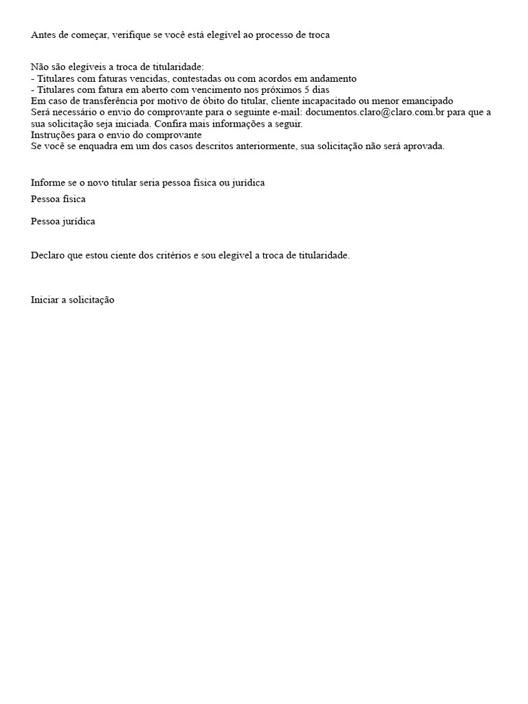 Troca De Titularidade Minha Claro Residencial Pdf