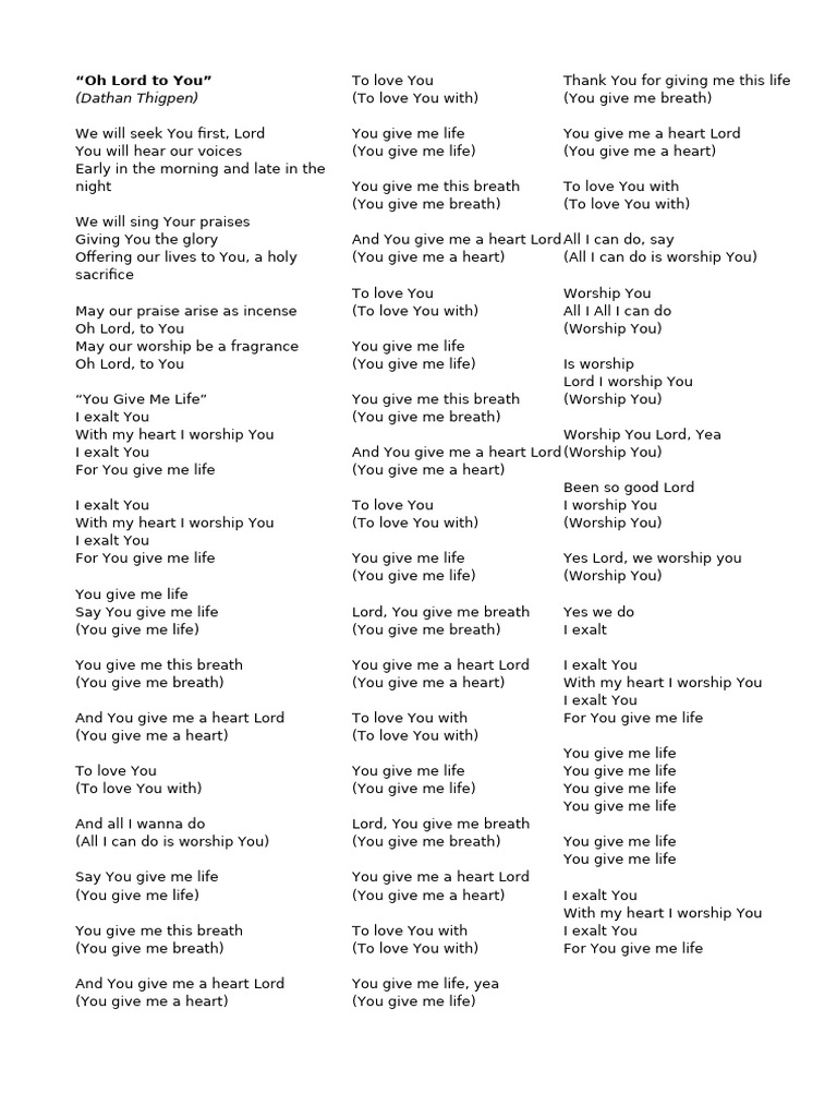 Oh Lord To You | PDF