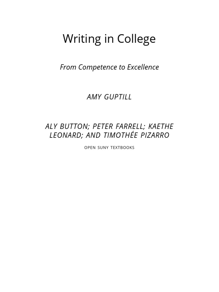 Writing in College_ From Competence to Excellence | PDF