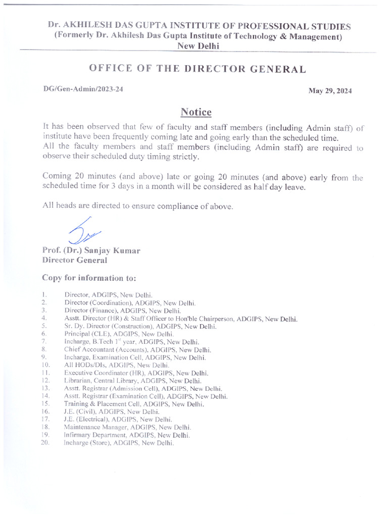 Notice Regarding Duty Timing. | PDF