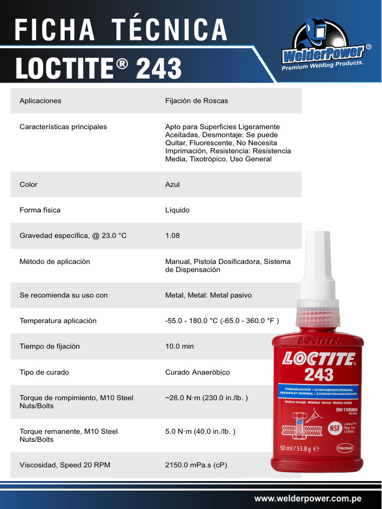 Ficha Tecnica Loctite® 243 | PDF