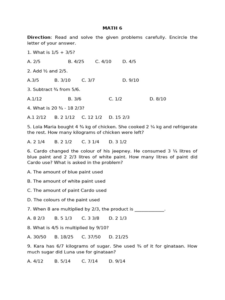 Math 6 | PDF