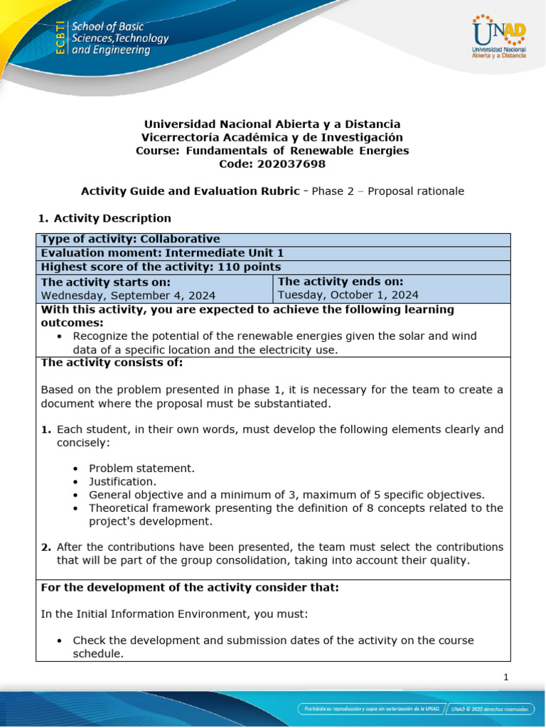 Activities Guide and Evaluation Rubric - Unit 1 - Phase 2 - Proposal ...