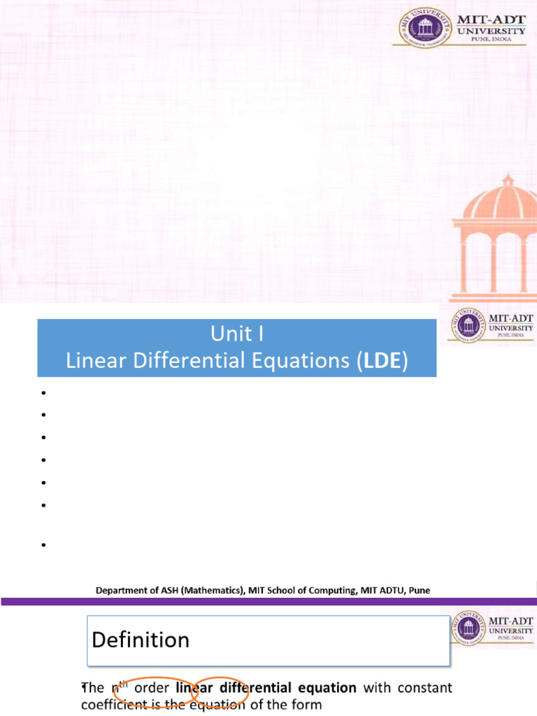 Unit I - Linear Differential Equations | PDF