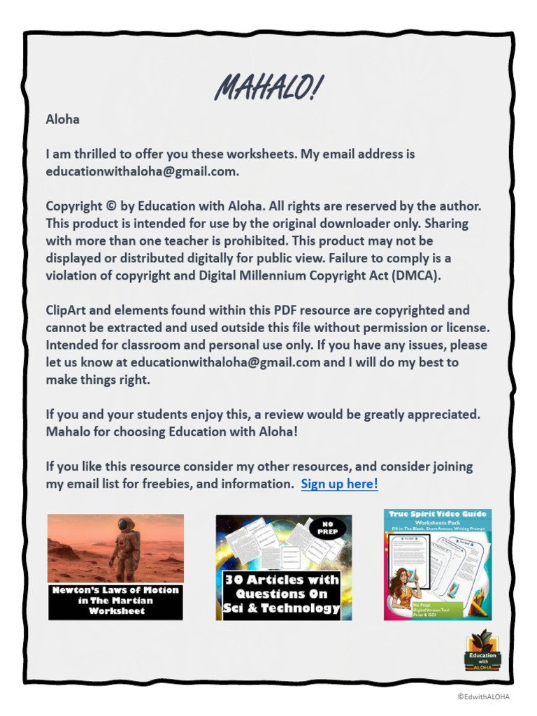 Mahalo!: Sign Up Here! | PDF
