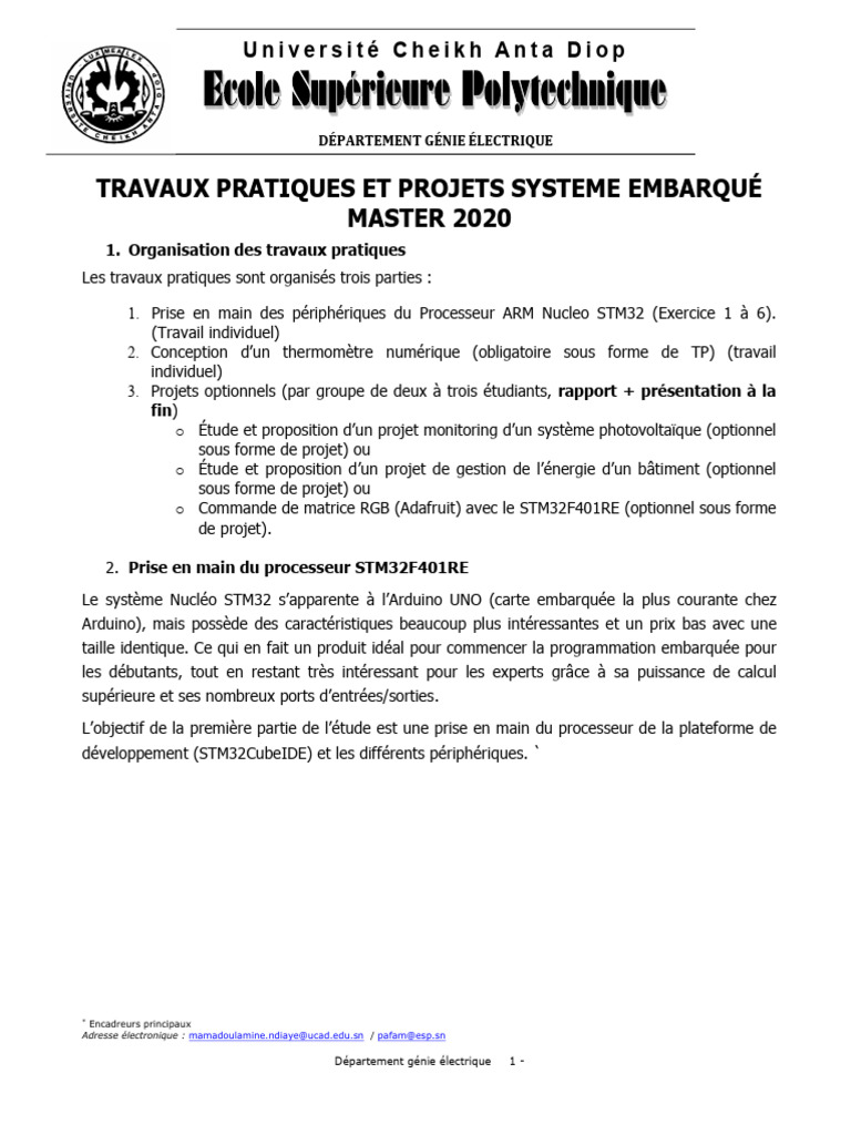 Projet - BE - Système Embarque - Master - 2020 | PDF