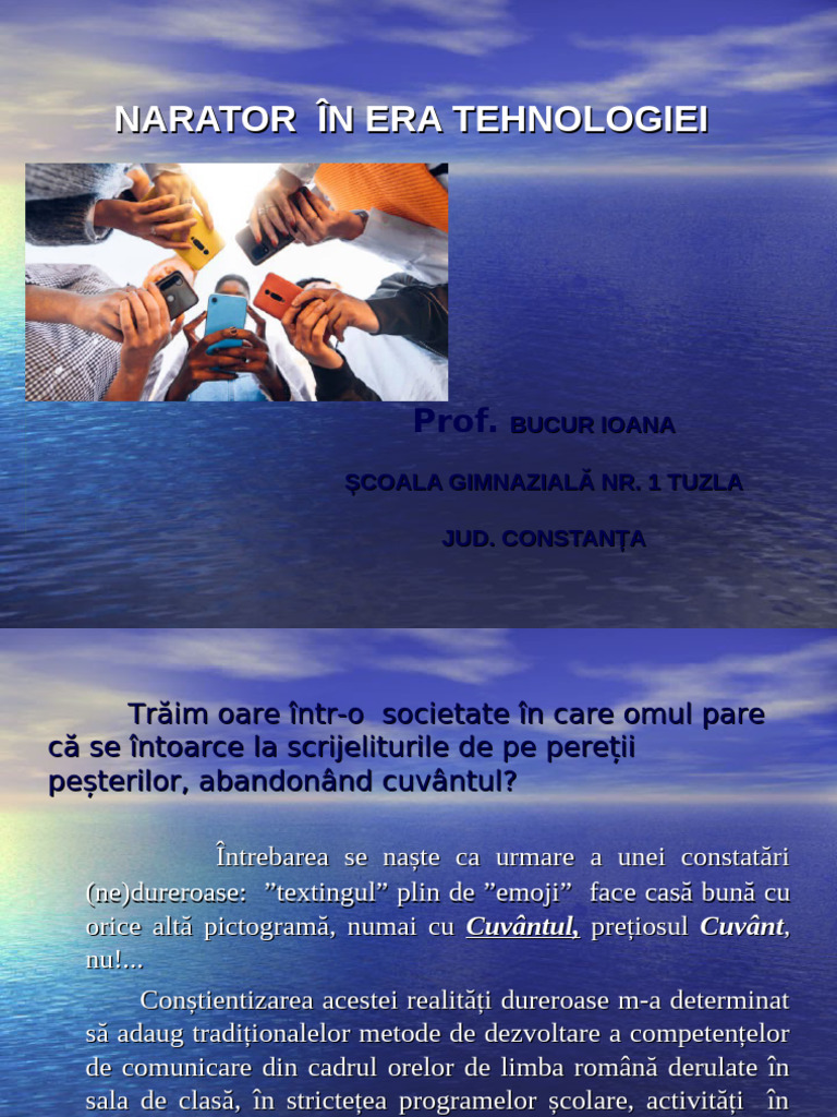 Bucur Ioana Narator in Era Tehnologiei 1 | PDF