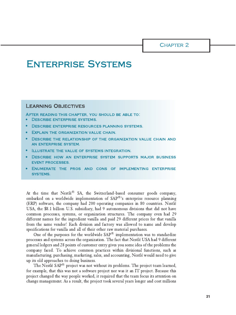 Chapter 2 - Enterprise System | PDF