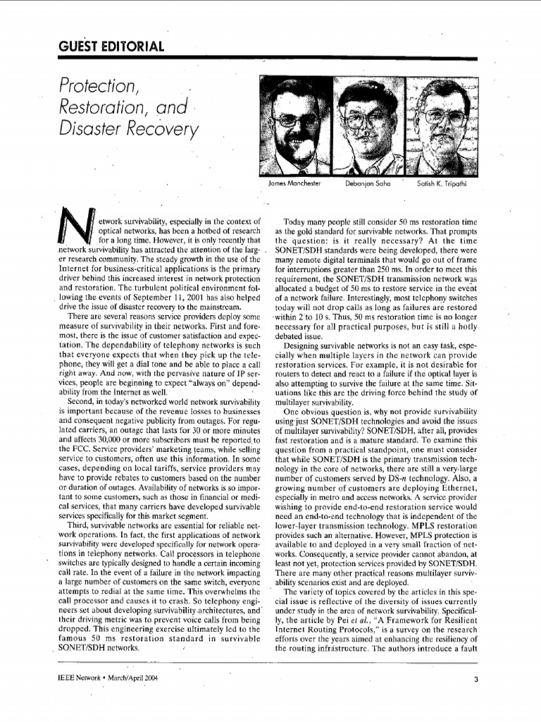 Guest Editorial - Protection Restoration and Disoster Recovery | PDF