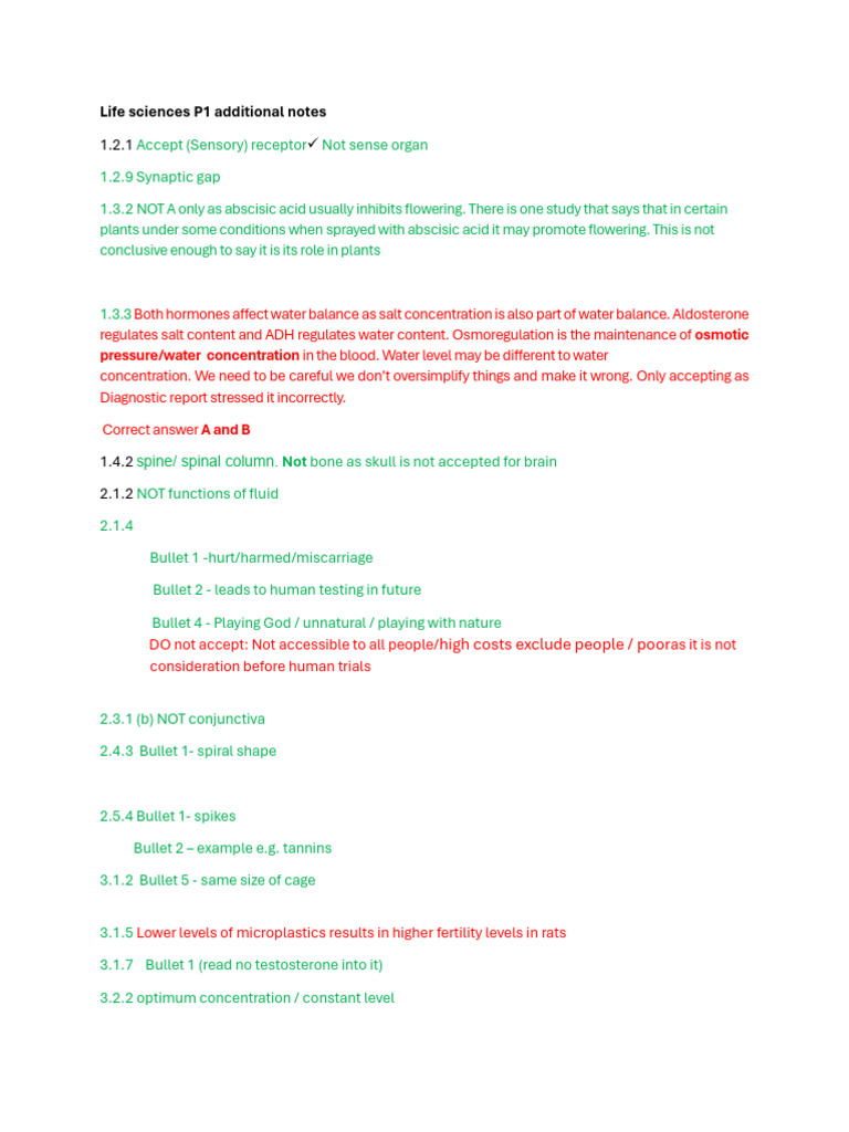 Life Sciences P1 Additional Notes | PDF