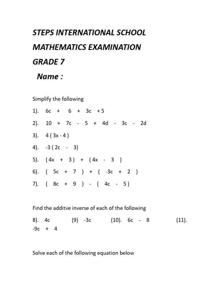 Grade 7 Revision Q | PDF