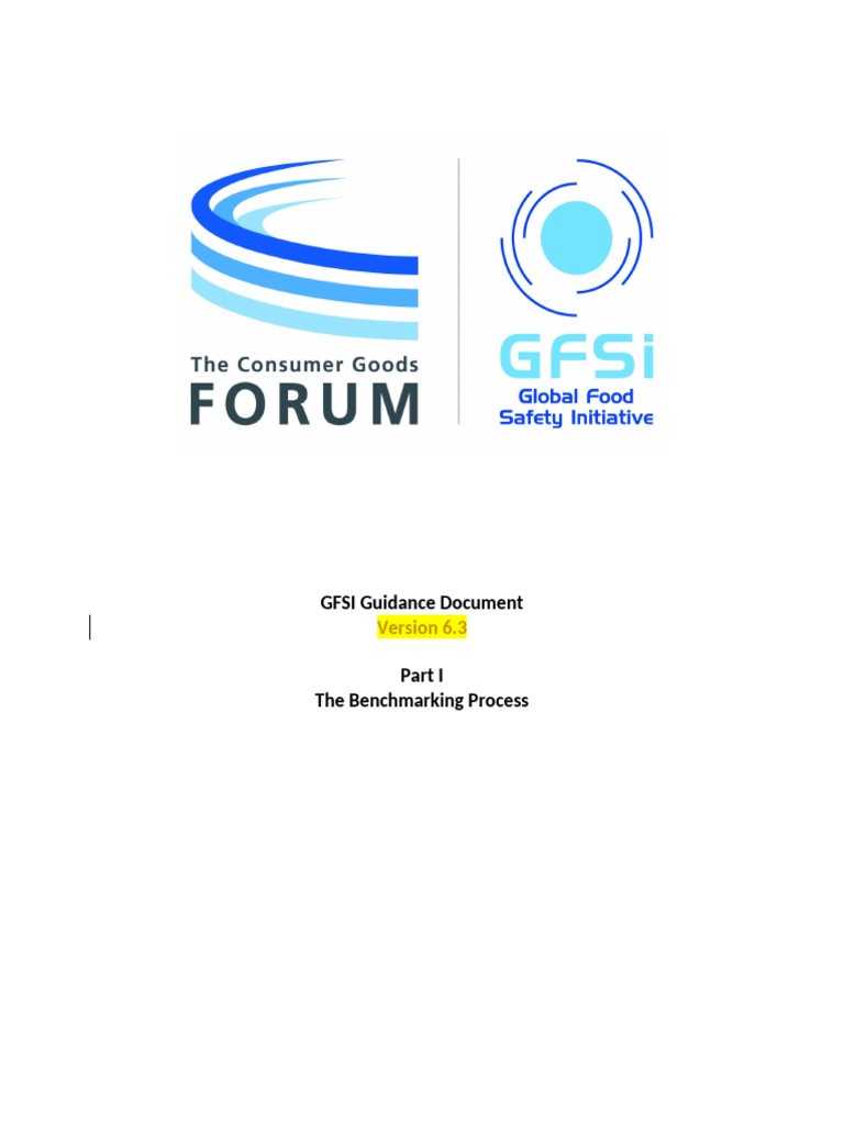 GFSI Guidance Document, Version 6.3. Part I, The Benchmarking Process | PDF