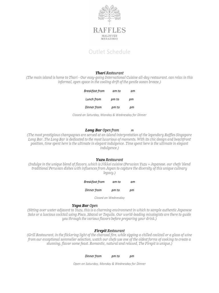 Outlet Schedule | PDF