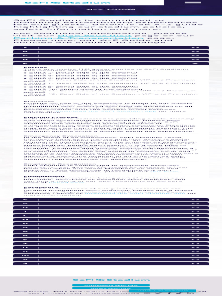A-Z Guide - SoFi Stadium | PDF