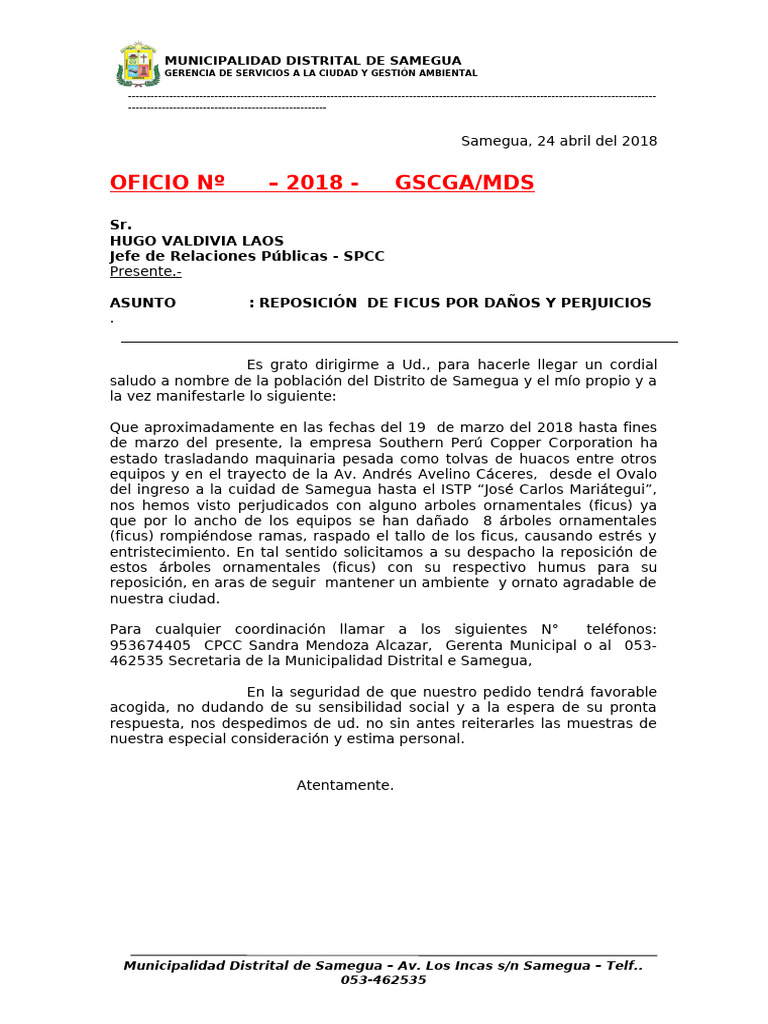 Oficio 02 Donacion de Ficus | PDF