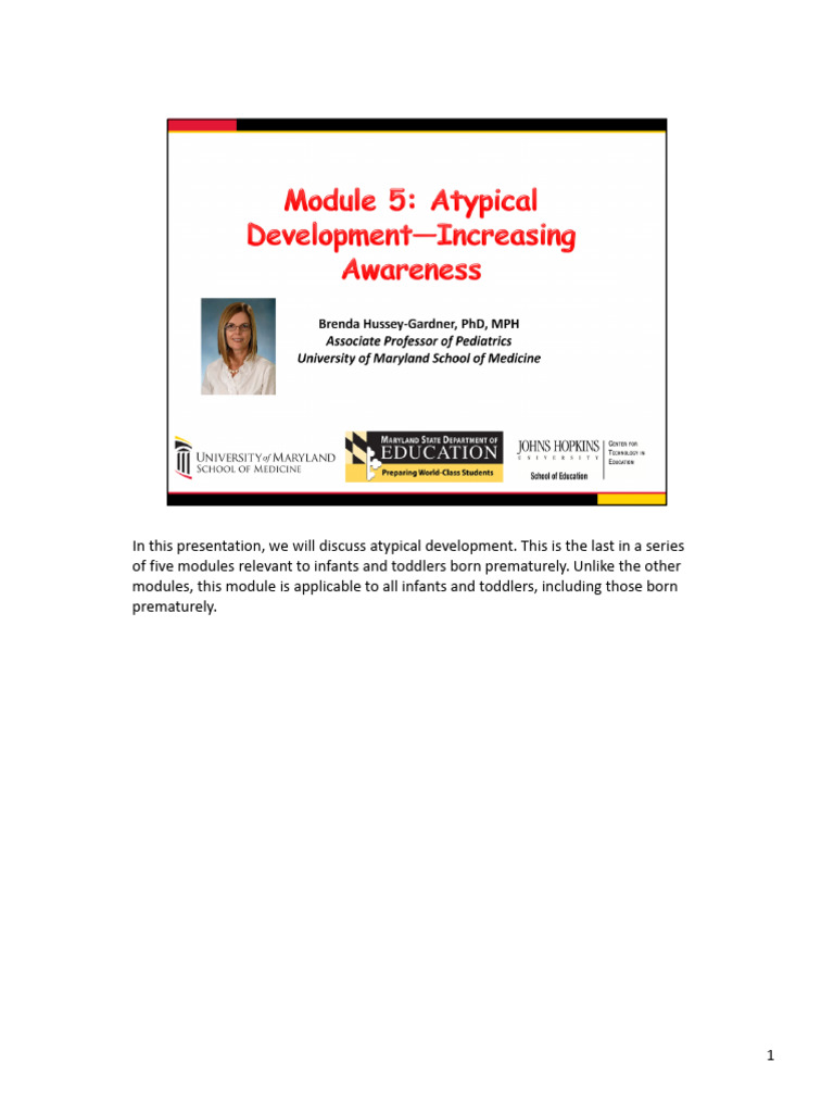 Module 5 - AtypicalDevelopment - Script | PDF
